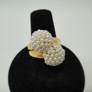 IVANA | Jewelry | Vintage Ivana Ring Faux Pearl Gold Tone Double ...
